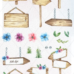 Watercolor Wooden Signs Clipart, Wooden Borders, Digital, Instant ...