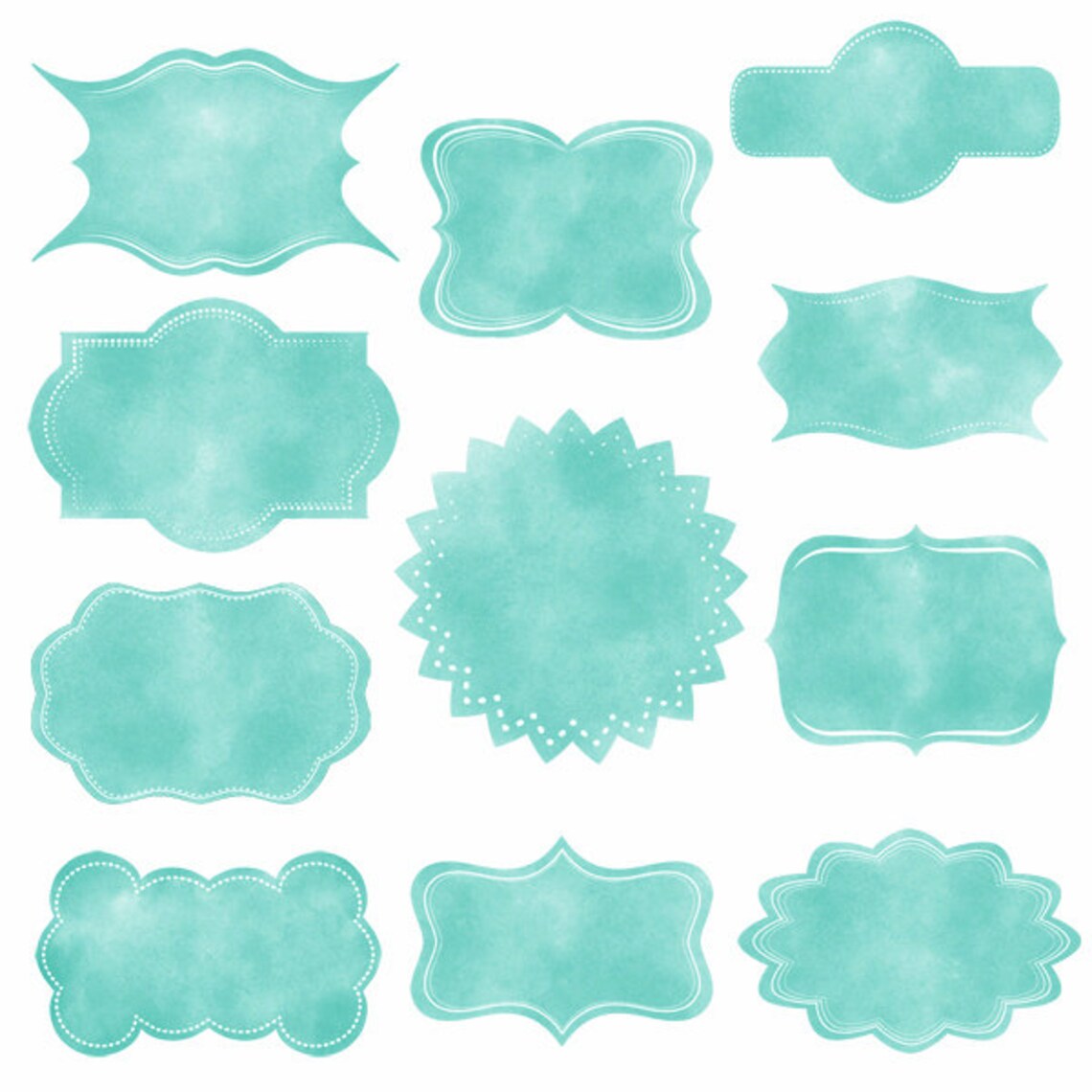 44 Digital Watercolor Frames, Labels, Printable, Personal and ...