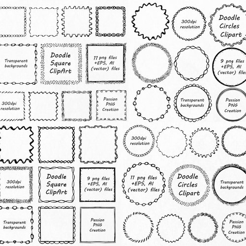 Hand Drawn Photo Corners Clipart Doodle Corners Clip Art - Etsy