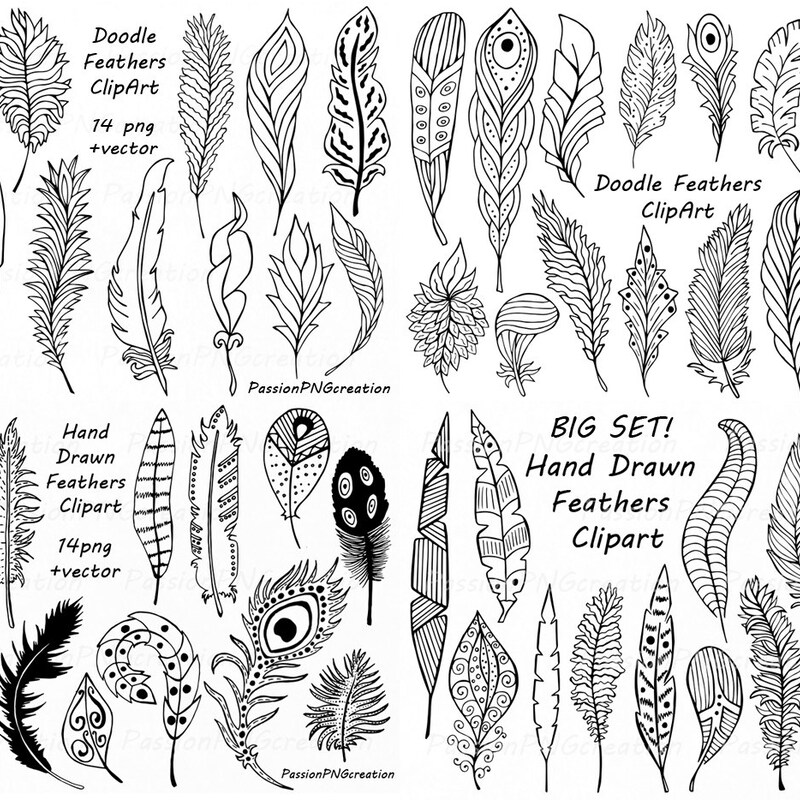 Feathers Clip Art - Etsy