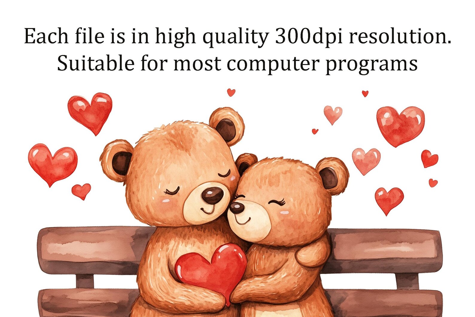 Valentine Bears Clipart Bundle, Cute Teddy Bear PNG Stickers, Romantic ...