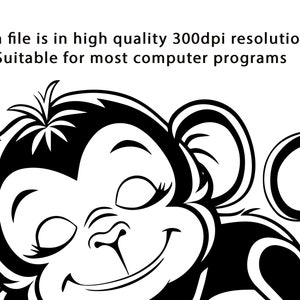 Cute Monkey Line Art Designs SVG Clipart Set, PNG, Files for Cricut ...