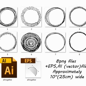 Doodle Circle Clipart, Hand Drawn Circle Frames Clip Art, PNG, EPS, AI ...