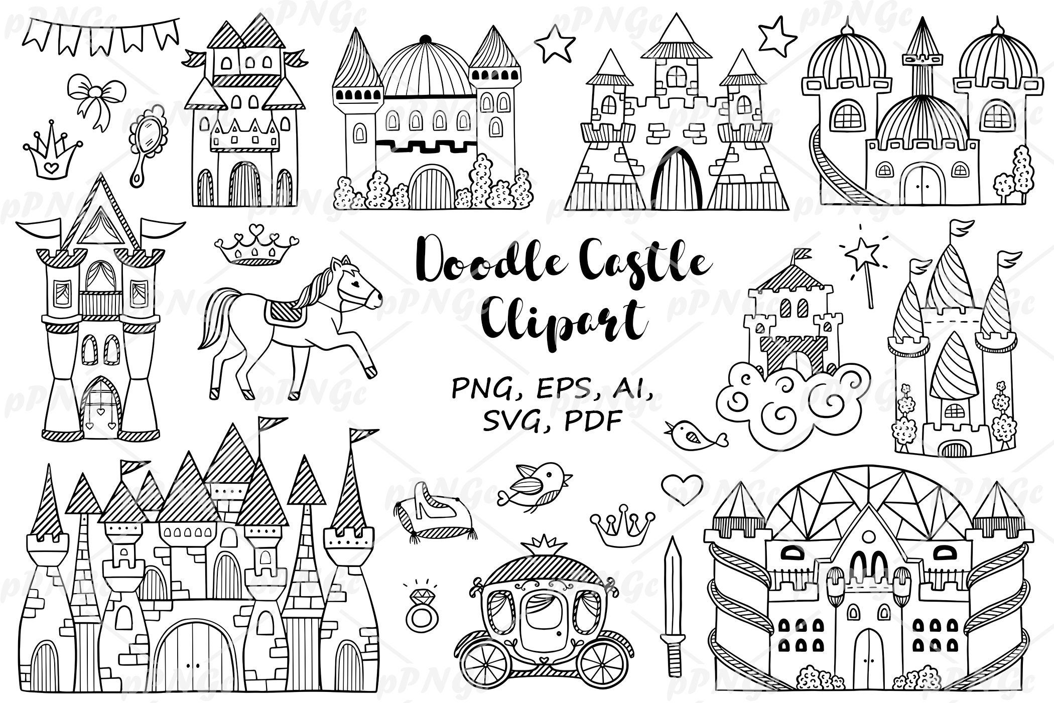 Doodle Castle Clipart Castle Svg File Fairy Tale Png Svg - Etsy Australia