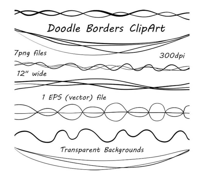 Doodle Borders Clipart Doodle Vector Clip Art EPS Vector - Etsy