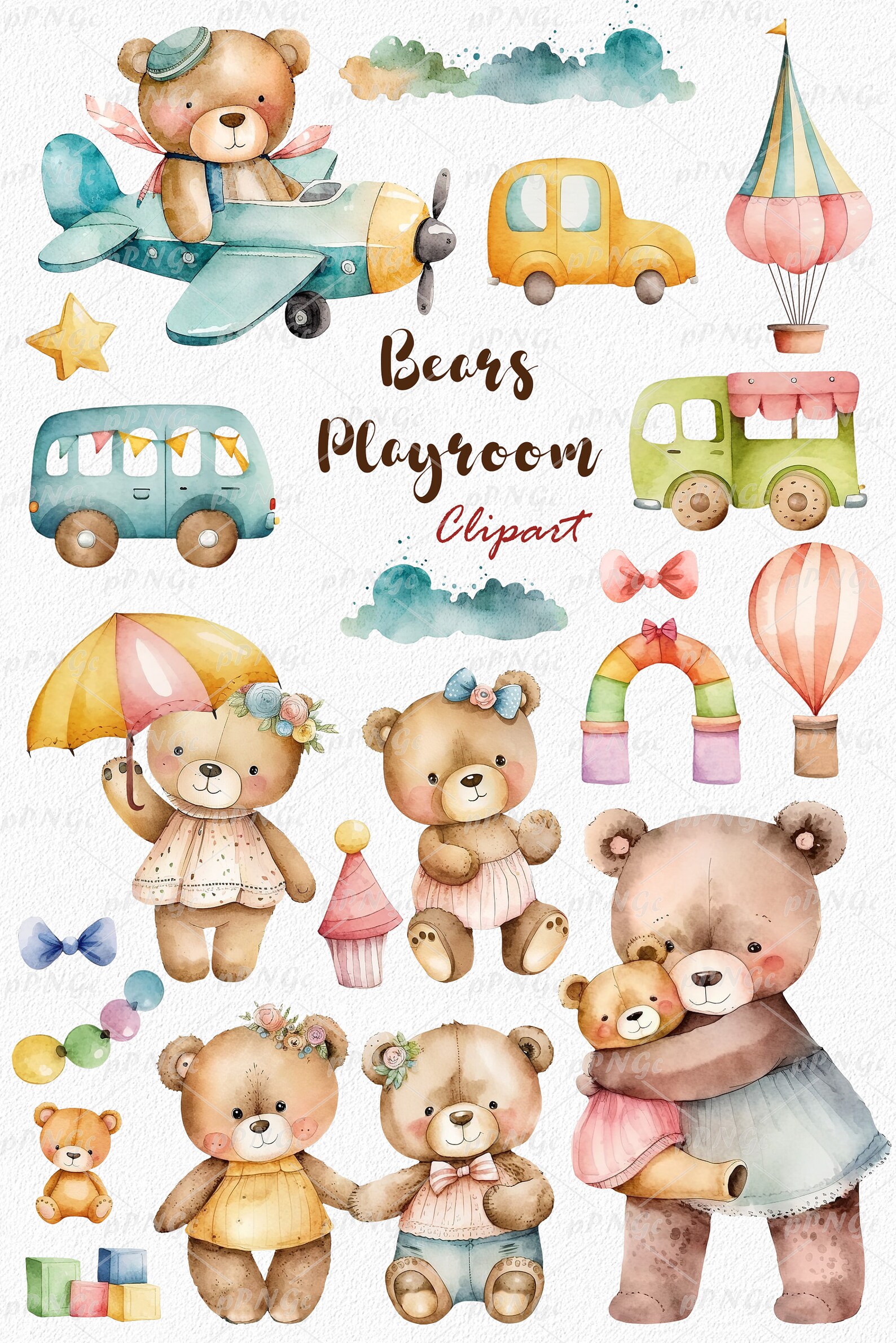 Teddy Bears and Toys Clipart for Kids Room Decor Baby Shower - Etsy