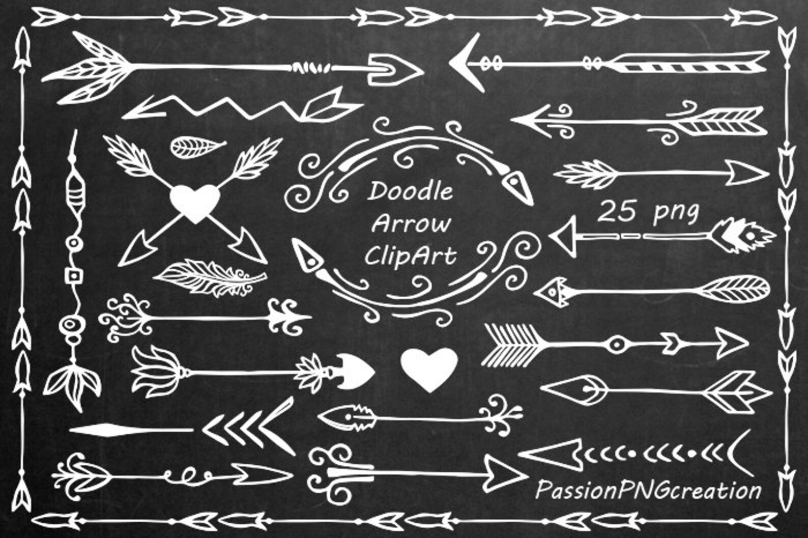White Hand Drawn Arrows Clipart, Doodle Arrow Clip Art, Tribal Arrow ...