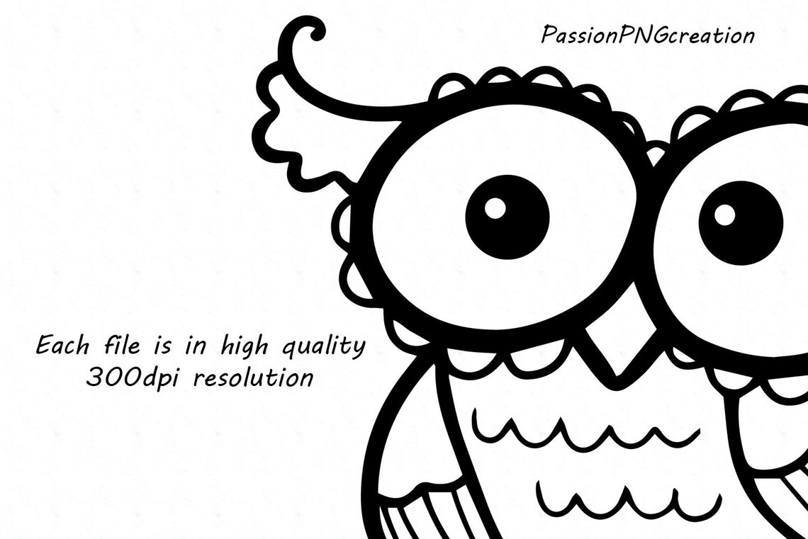 Doodle Owls Clipart: Hand-drawn Line Art (PNG, Vector) - Etsy
