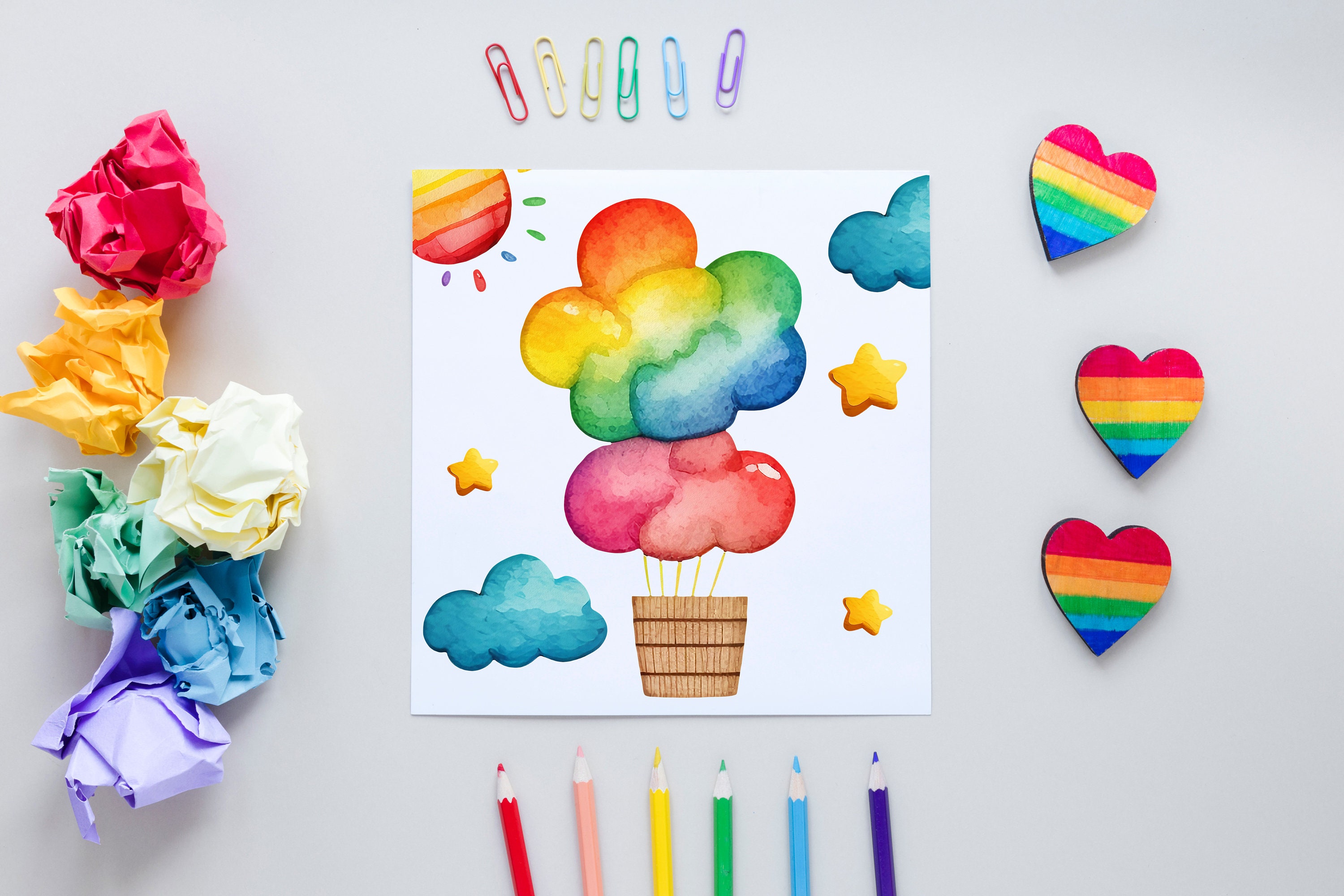 Watercolor Rainbow Clip Art Cars Whimsical Rainbow Watercolor - Etsy