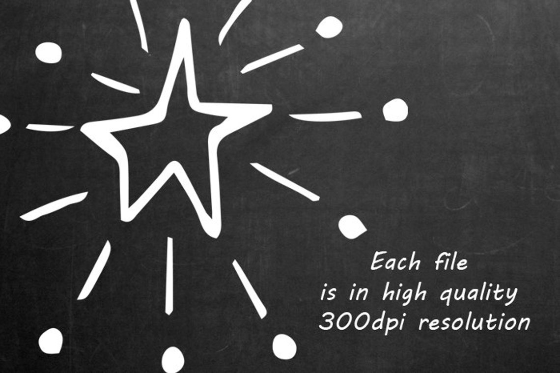 White Doodle Stars Clipart: Hand Drawn PNG Overlays (55 Files) - Etsy