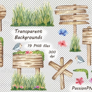 Watercolor Wooden Signs Clipart, Wooden Borders, Digital, Instant ...