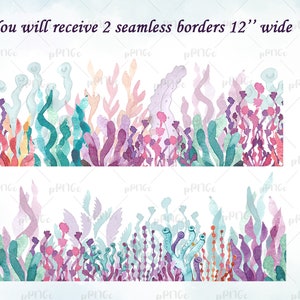 Seamless Seaweed Borders Clipart, PNG, Photo Overlay, Card Making ...