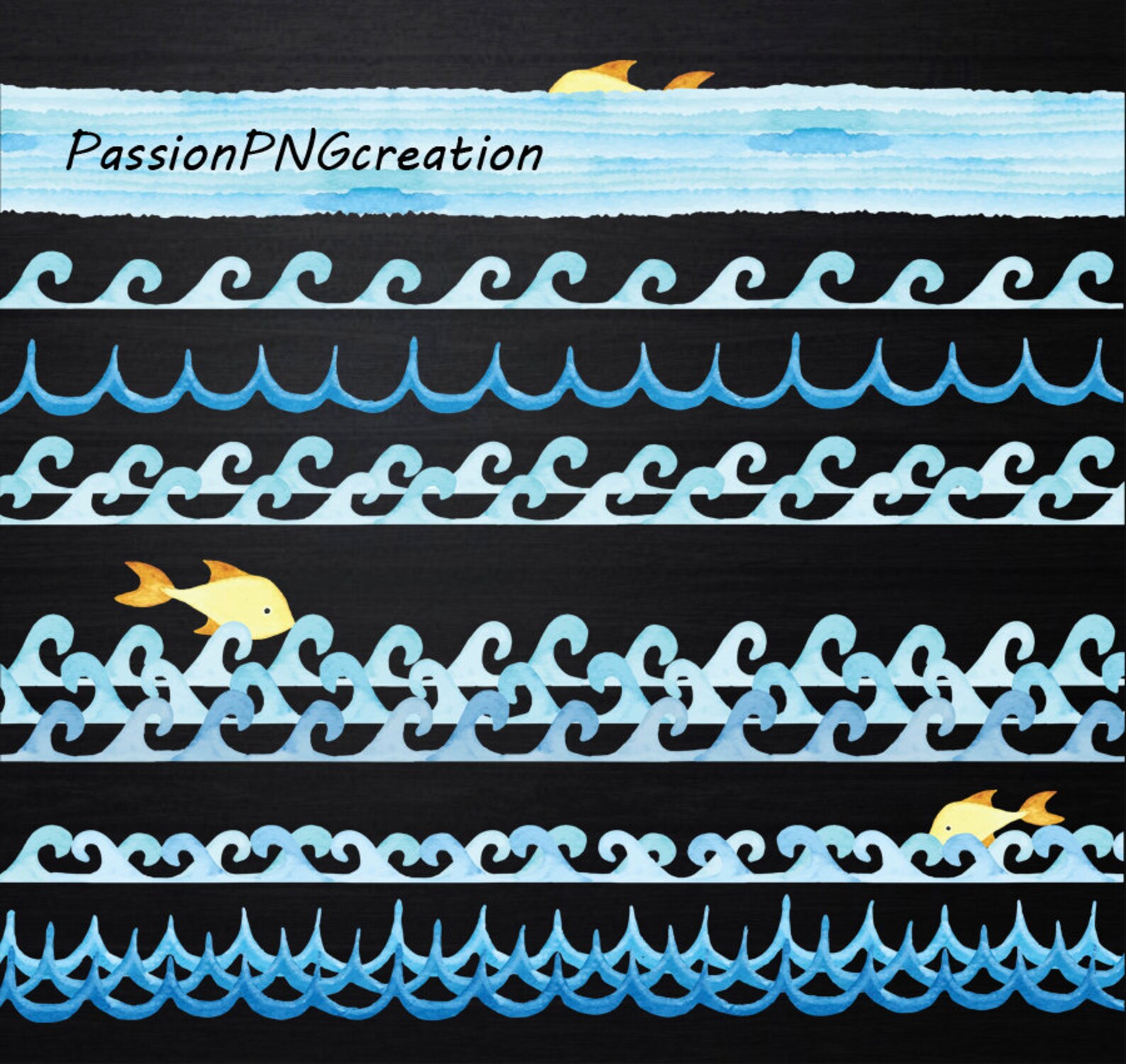 Watercolor Waves Borders Clipart Waves Clip Art Watercolour - Etsy UK