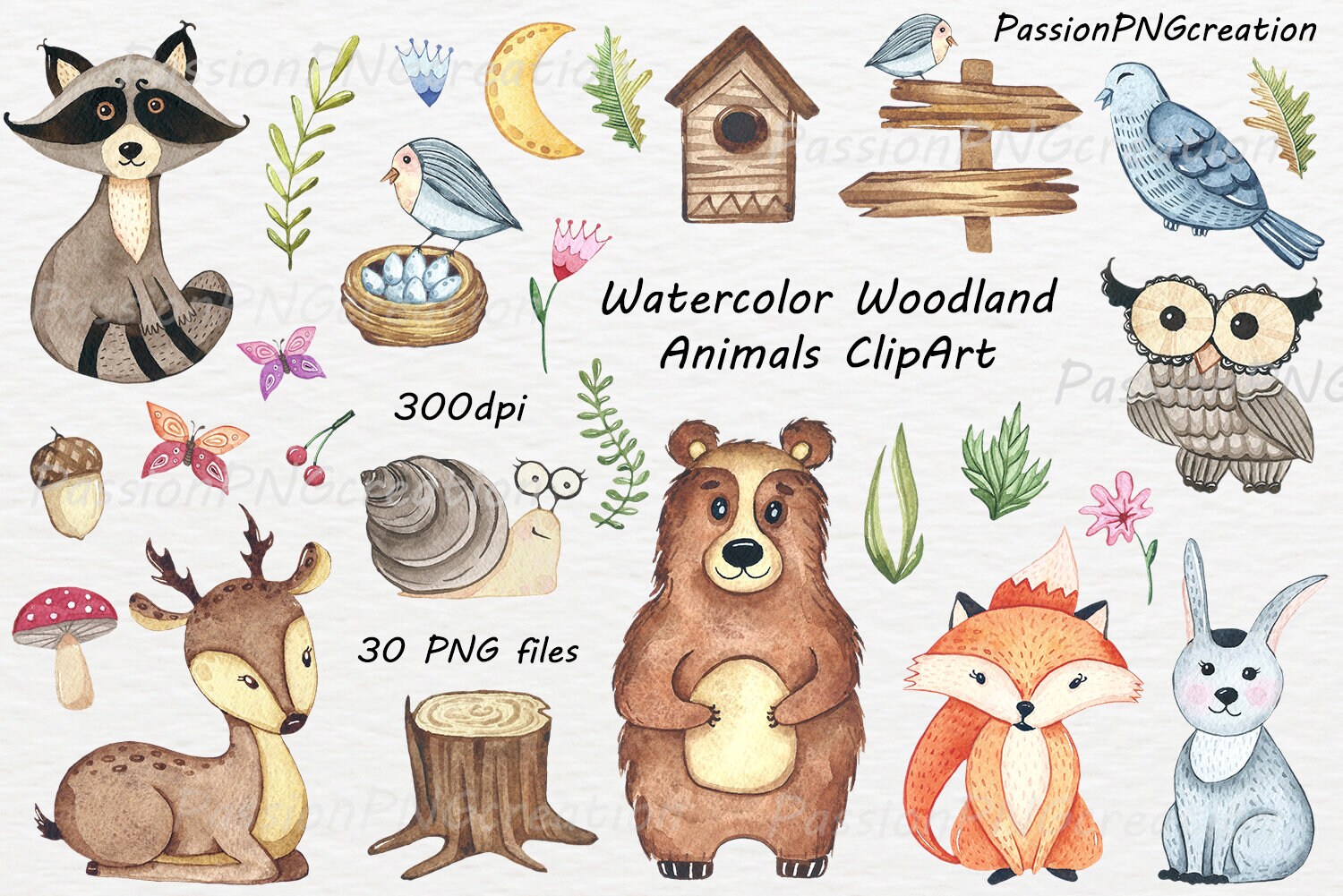 Watercolor woodland Animals Clipart forest animals clip art | Etsy