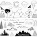 Doodle Nature Clipart Hand Drawn Mountain Clipart Clouds | Etsy