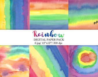 Rainbow Digital Paper Pack Boho Rainbow Paper Printable - Etsy