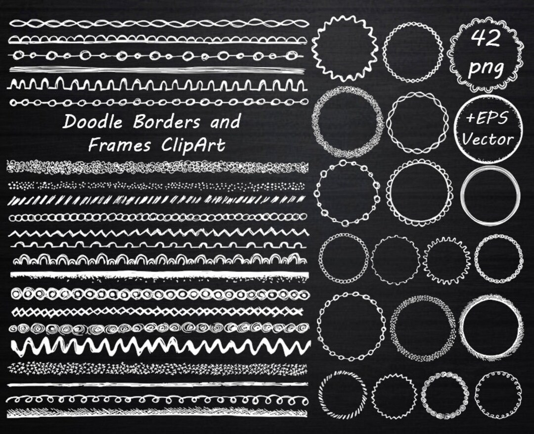 BIG SET ! White Doodle Borders and Frames Clipart, Doodle Clip Art ...