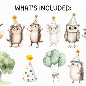 Cute Forest Party Clipart Woodland Animals Birthday PNG Digital Party ...