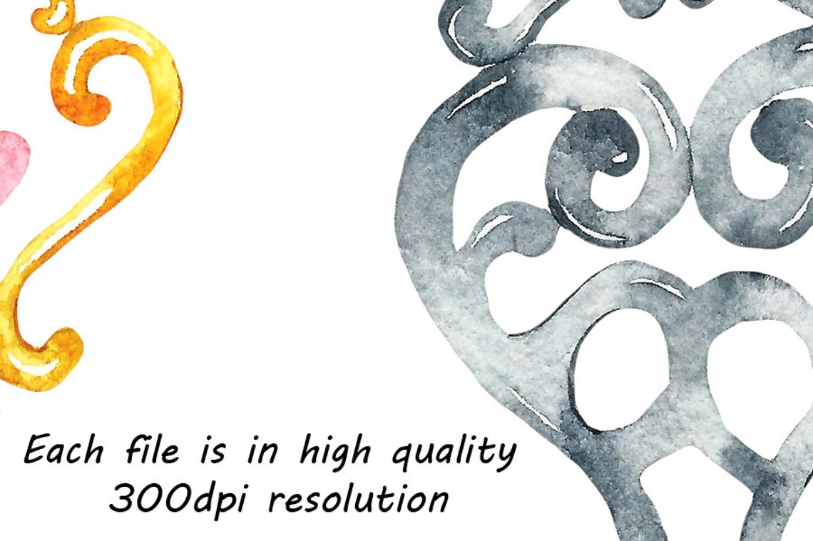 Watercolor Vintage Keys Clipart Love Key Clip Art Watercolor | Etsy