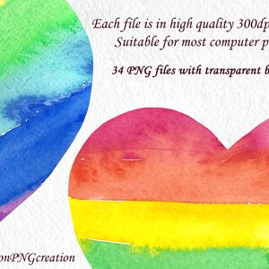 Rainbow Hearts Clipart, 34 Watercolor Hearts Clip Art, Png Hearts ...