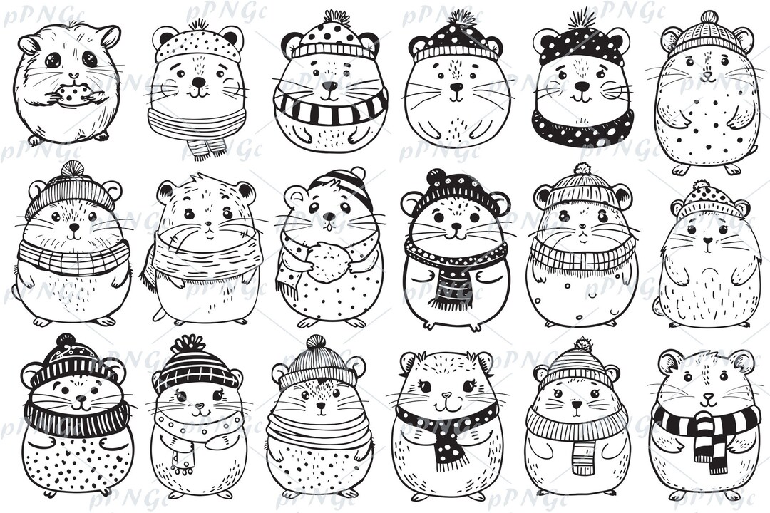 Cute Hamster in Clothes, SVG Clipart Set, Hamster Illustrations, Pet ...