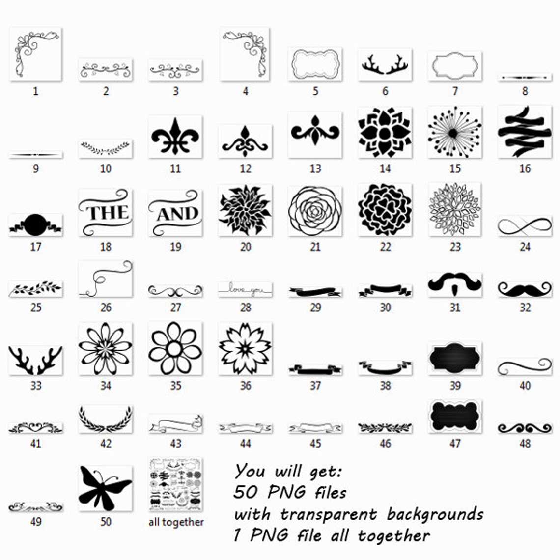 Big Set of Digital Cliparts Card Making Set Divider Clip - Etsy