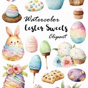Watercolor Easter Sweets Clipart: Desserts PNG (digital Download) - Etsy
