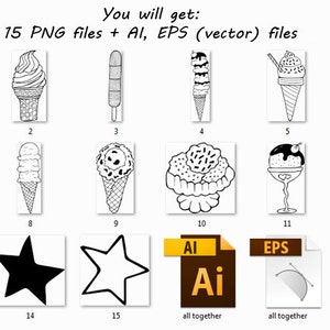 Doodle Ice Cream Clipart, Digital Ice Cream, Hand Drawn Ice Cream, PNG ...