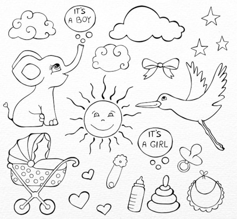 Baby Doodle Clipart Hand Drawn Baby Clip Art Baby Line Art - Etsy Singapore