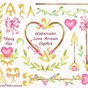 BIG SET of Watercolor Tribal Arrows Clip Art, Handpainted Clipart, PNG ...