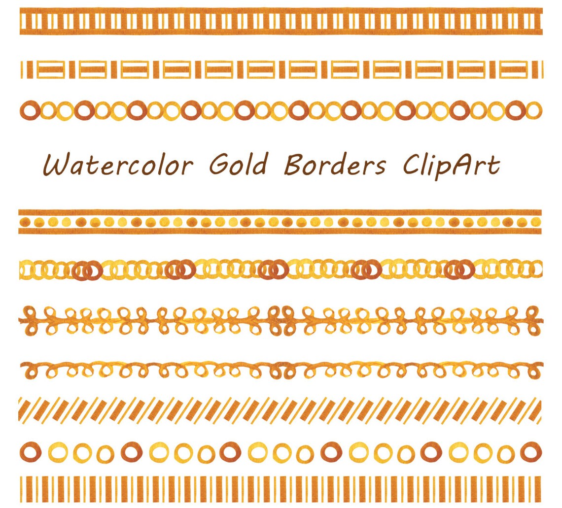 BIG SET Watercolor Gold Borders Clipart Hand Drawn - Etsy