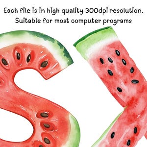 Watermelon Alphabet Clipart Bundle, Summer Fruit ABC Letters PNG ...