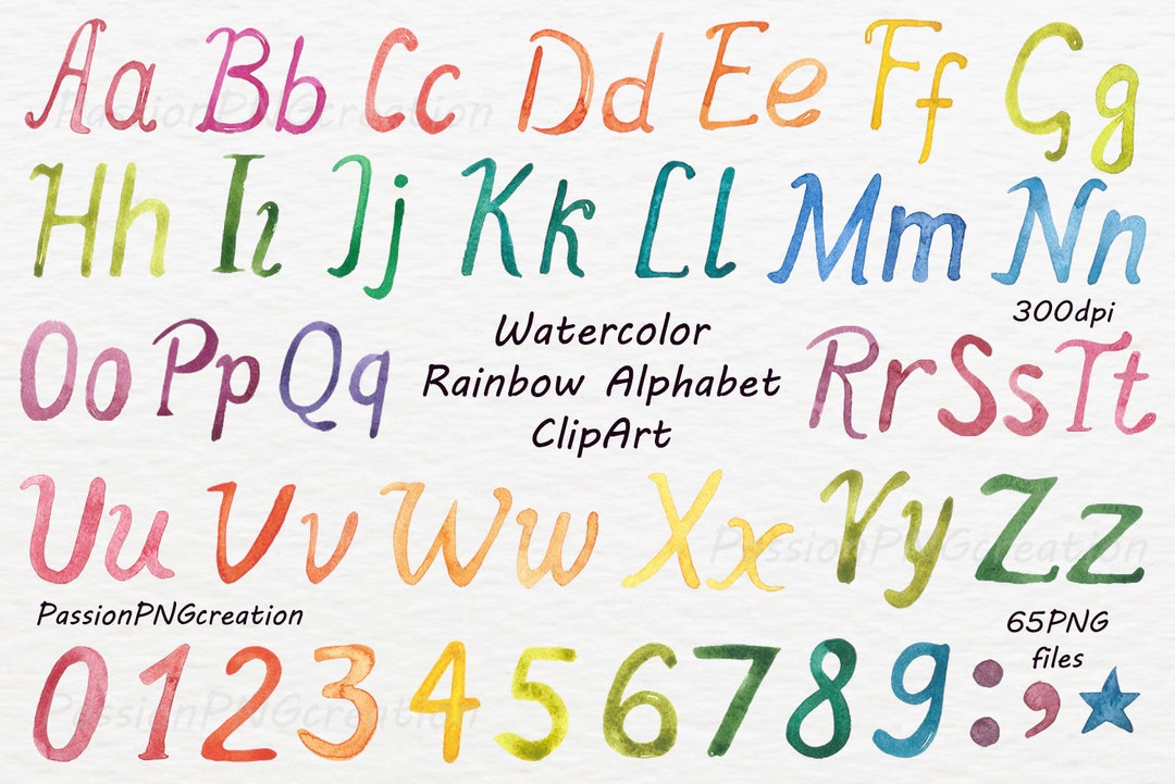 Watercolor Alphabet Clipart, Watercolor Letters, Rainbow Alphabet ...