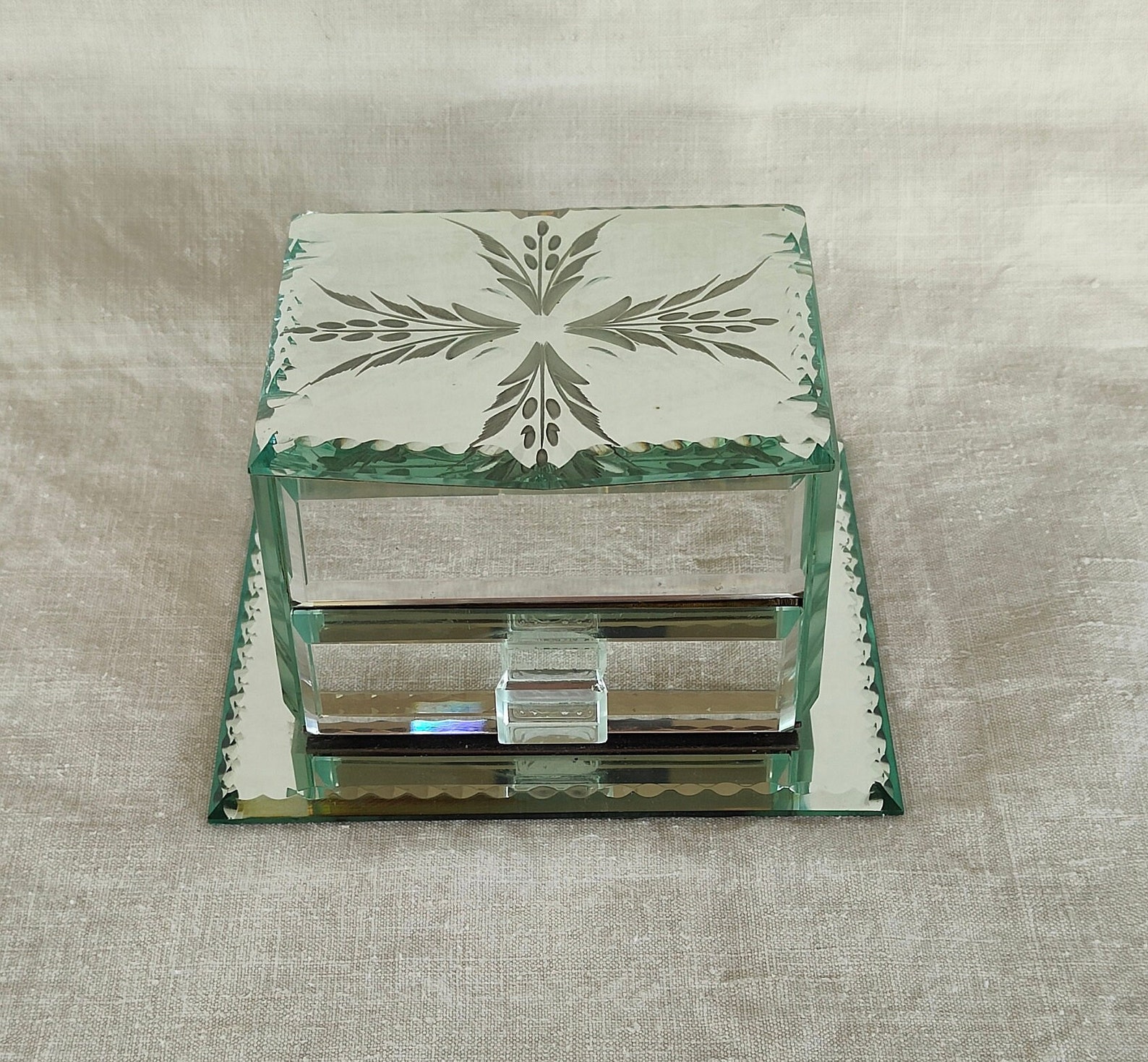 Mirrored Jewellery Box Art Deco Style Beveled Mirror Collectible ...