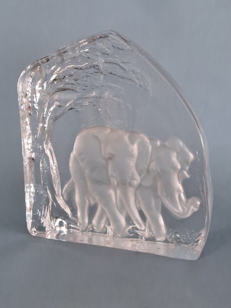Vintage 1981 'goebel' Crystal Art Glass 2 Elephants Sculpture ...