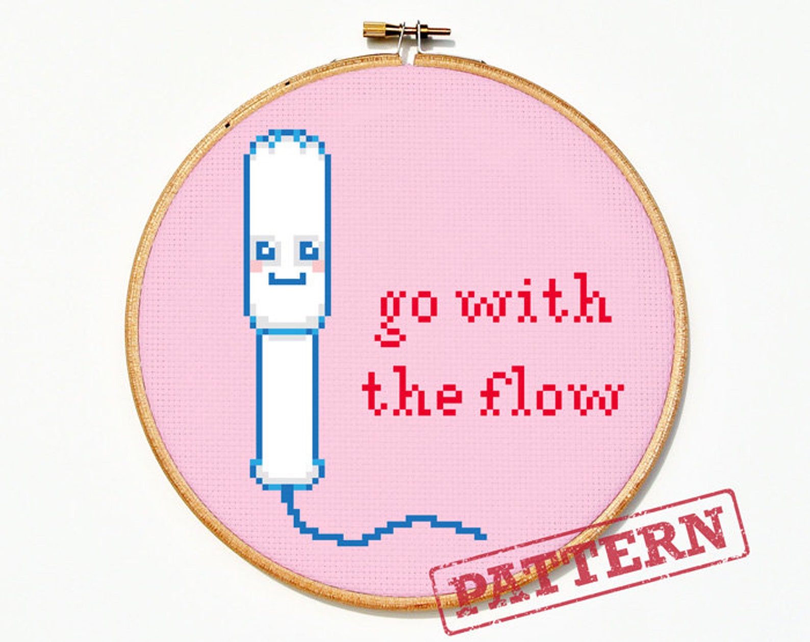 Go With the Flow Tampon Funny Cross Stitch Pattern | Etsy