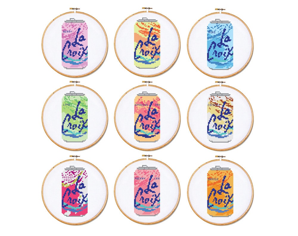 La Croix Cross Stitch Pattern Set of 9 Flavors | Etsy