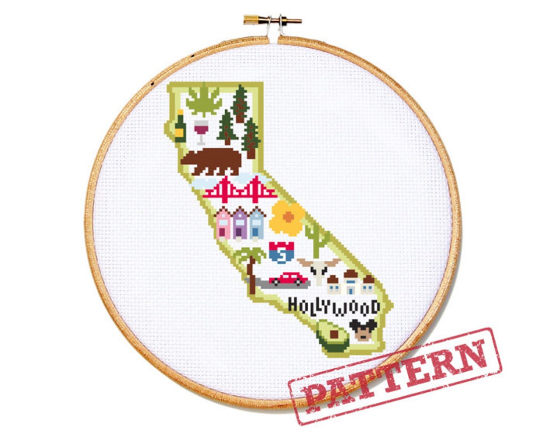 California State Map Cross Stitch Pattern - Etsy