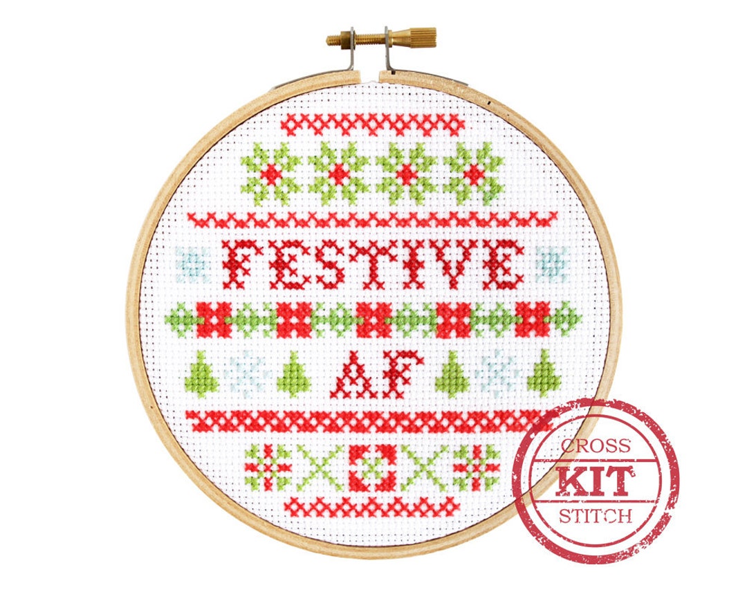 Festive AF DIY Cross Stitch Kit - Etsy