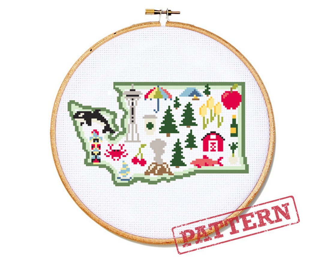 Washington State Map Cross Stitch Pattern - Etsy