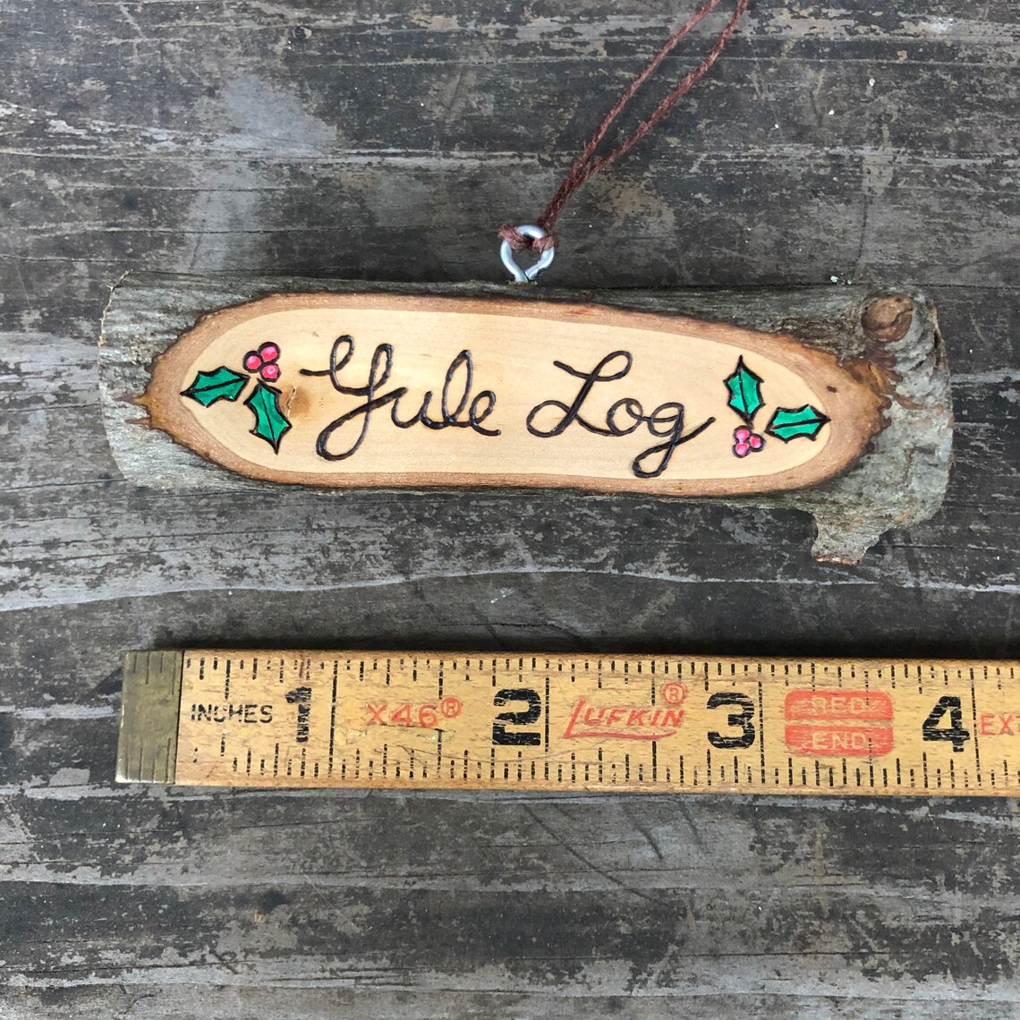 Wood Burned and Hand Painted Yule Log Ornament by Forage - Etsy