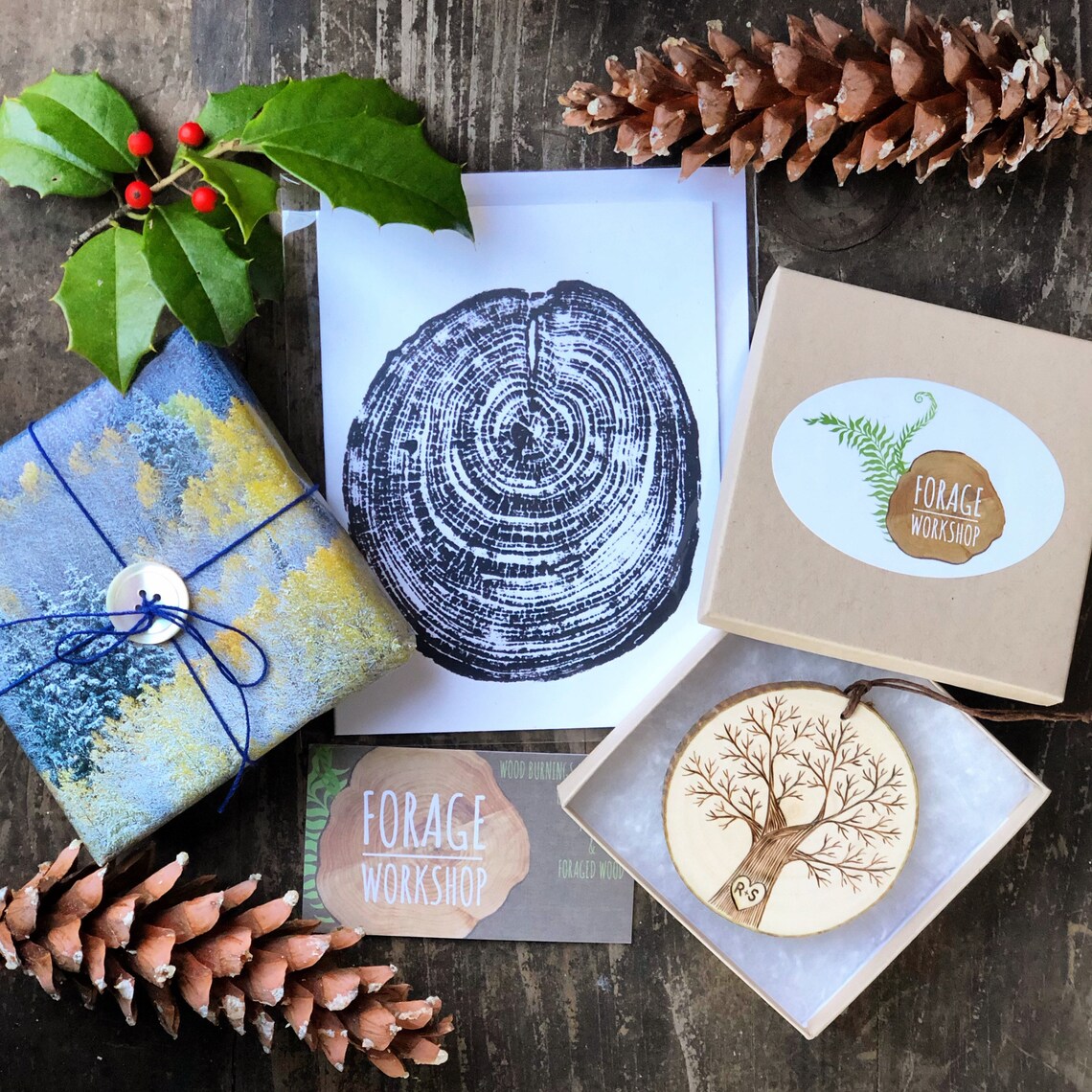 Black Walnut Wood Slice Note Card With Envelope. Printed on 100% ...