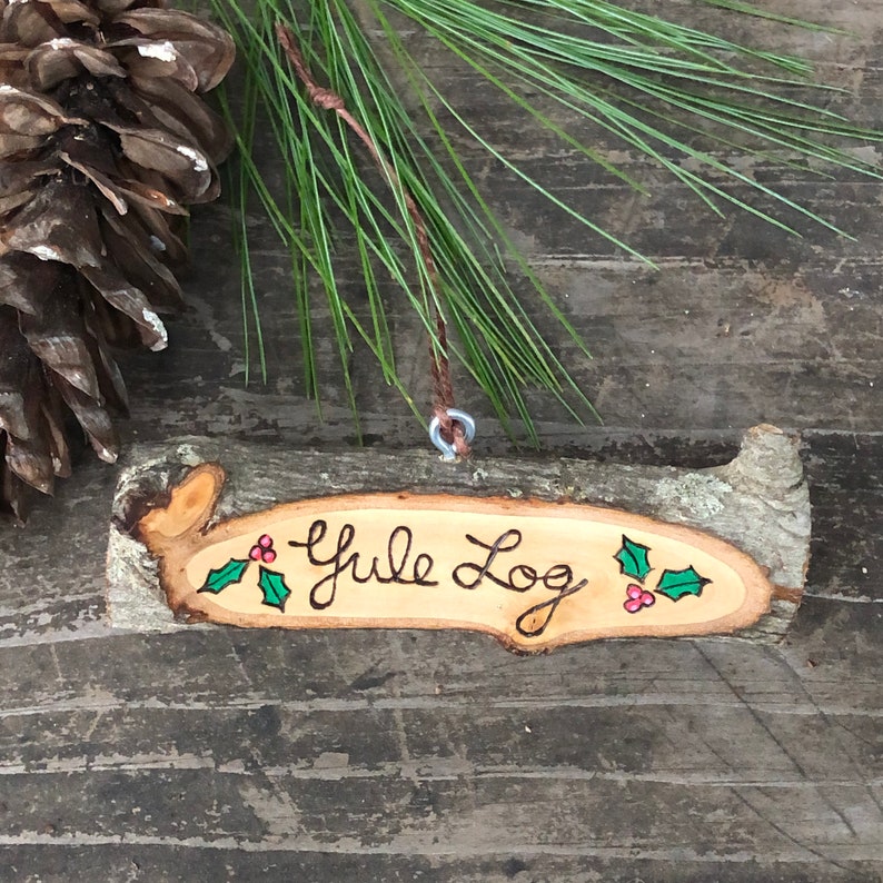Wood Burned and Hand Painted Yule Log Ornament by Forage - Etsy