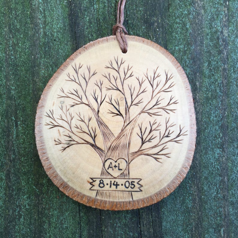 Personalized Tree With Heart Initials and Date Sign. Wood | Etsy