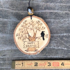 Happy Solstice Ornament or Wall Hanging. Wood Burned Winter | Etsy