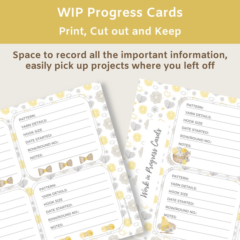 Printable Work in Progress Cards, WIP Hang Tag for Handmade Crochet ...