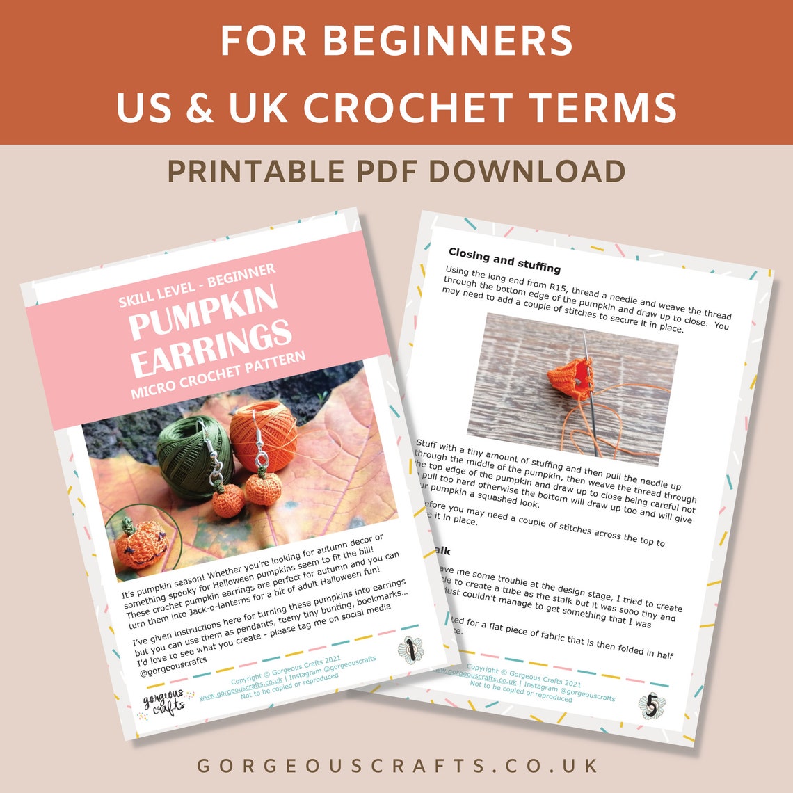 Crochet Pumpkin Earrings, Micro Crochet Pattern, Quick & Easy Make PDF ...