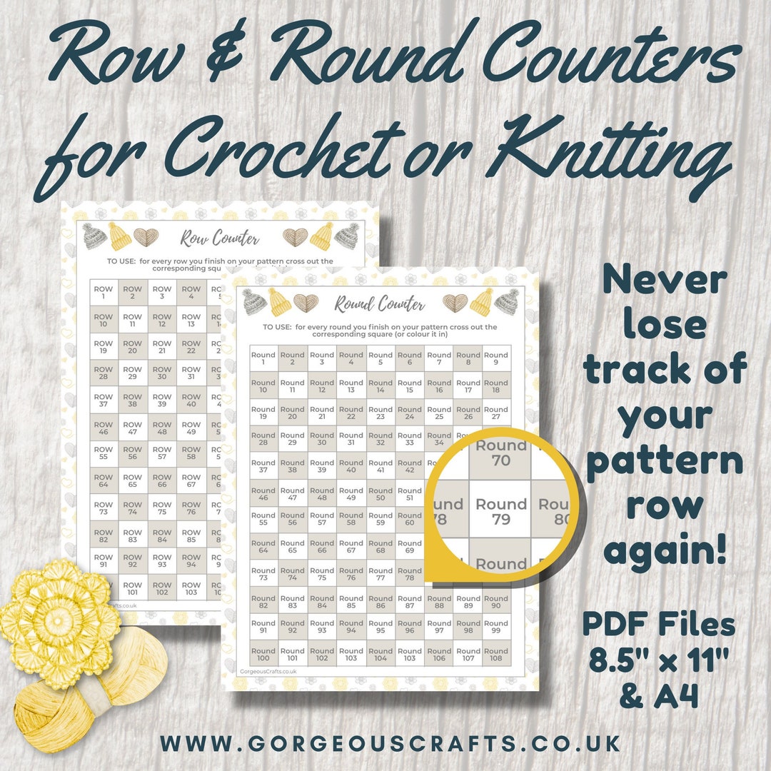 Printable Row & Round Counters for Crochet, Knitting, Macrame (PDF ...