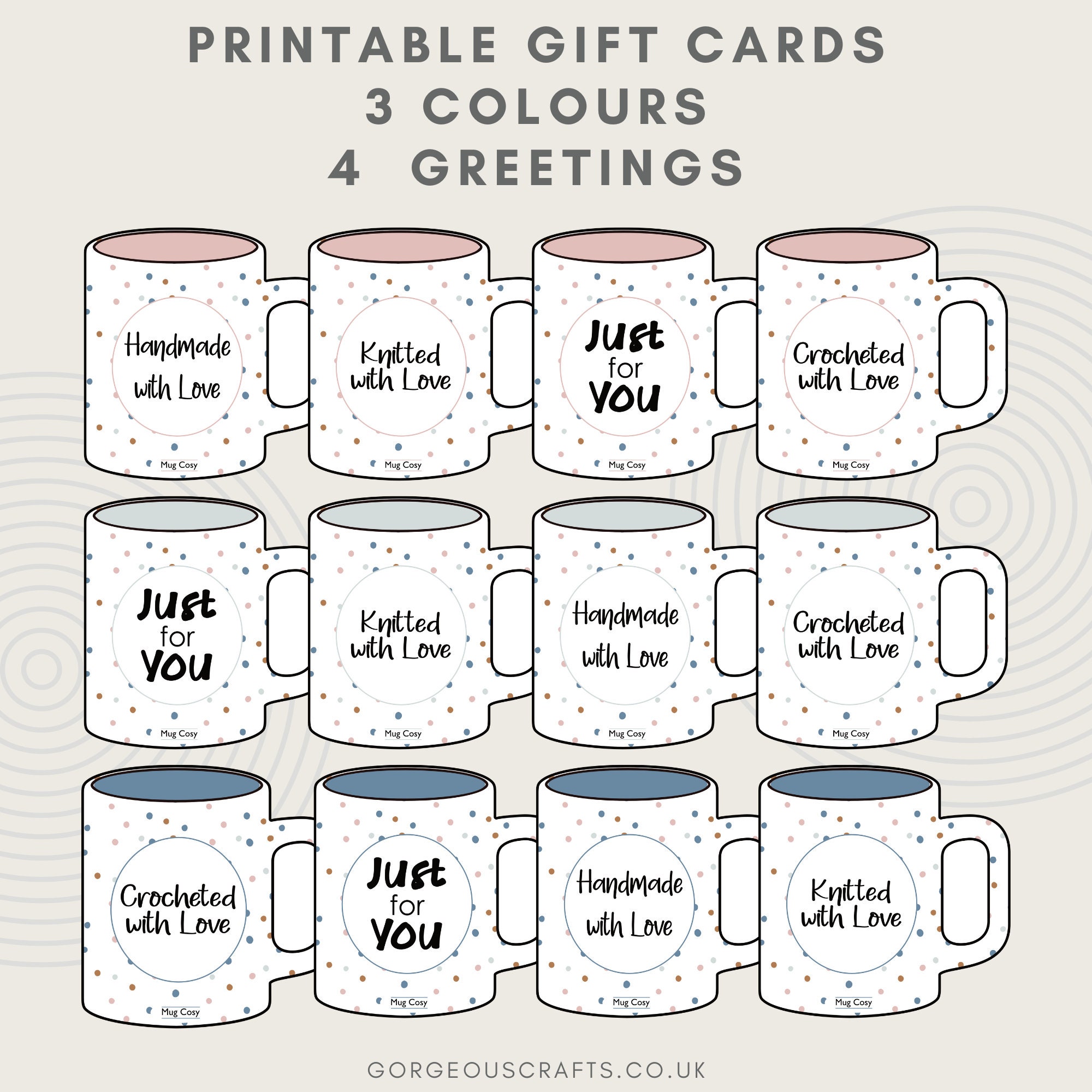 Printable Mug Cozy Display Cards, Handmade Mug Hug Labels (digital PDF ...