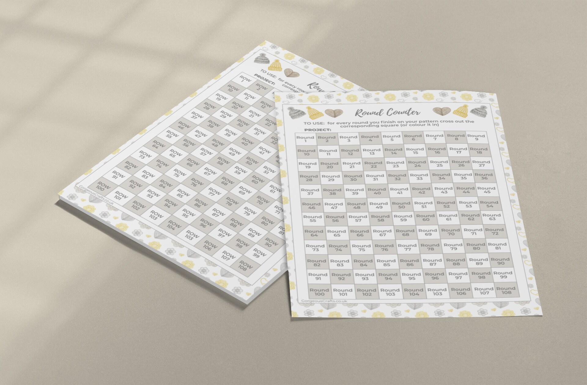 Printable Row Counter, Includes Round Counters, Use With Knitting ...